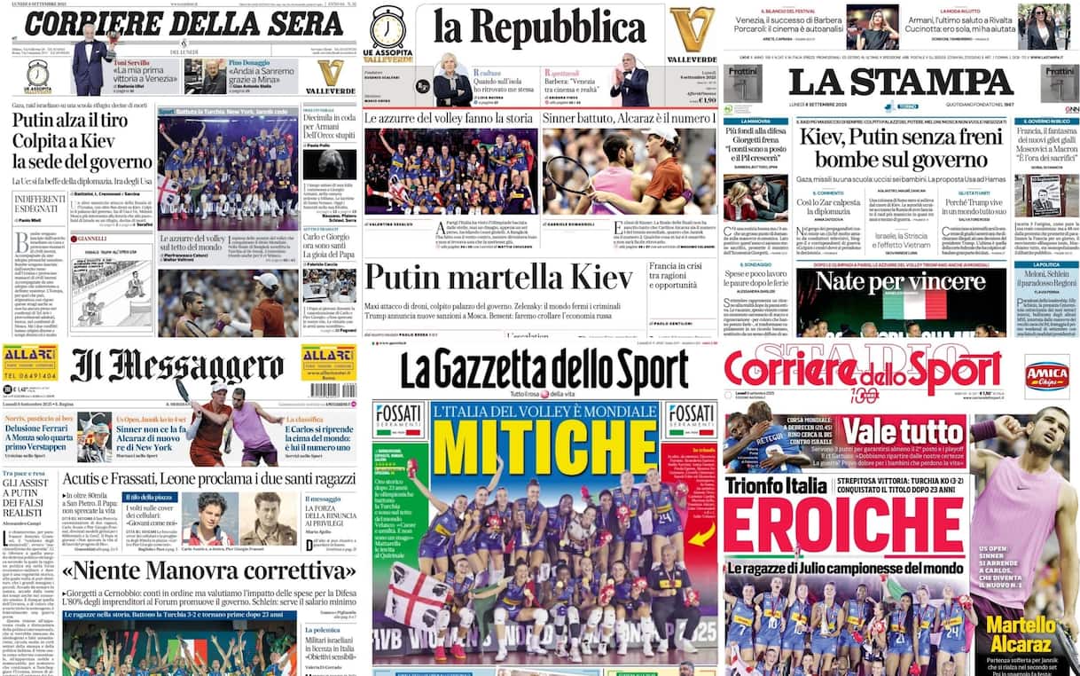 Le prime pagine dei quotidiani di oggi 8 settembre: la rassegna stampa ...