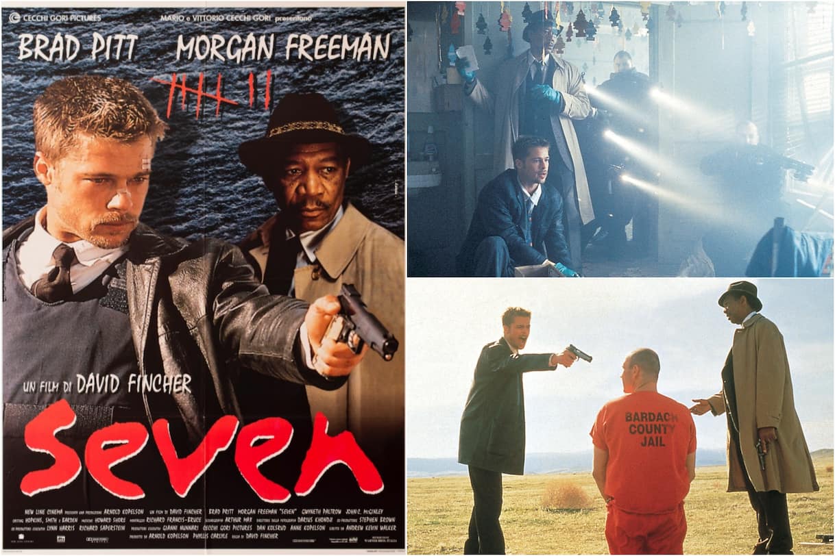 “Seven”, 30 anni fa usciva il thriller con Brad Pitt e Morgan Freeman ...