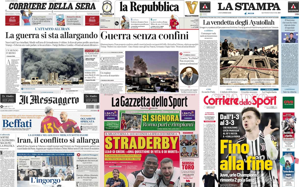 Le prime pagine dei quotidiani di oggi 2 marzo: la rassegna stampa ...