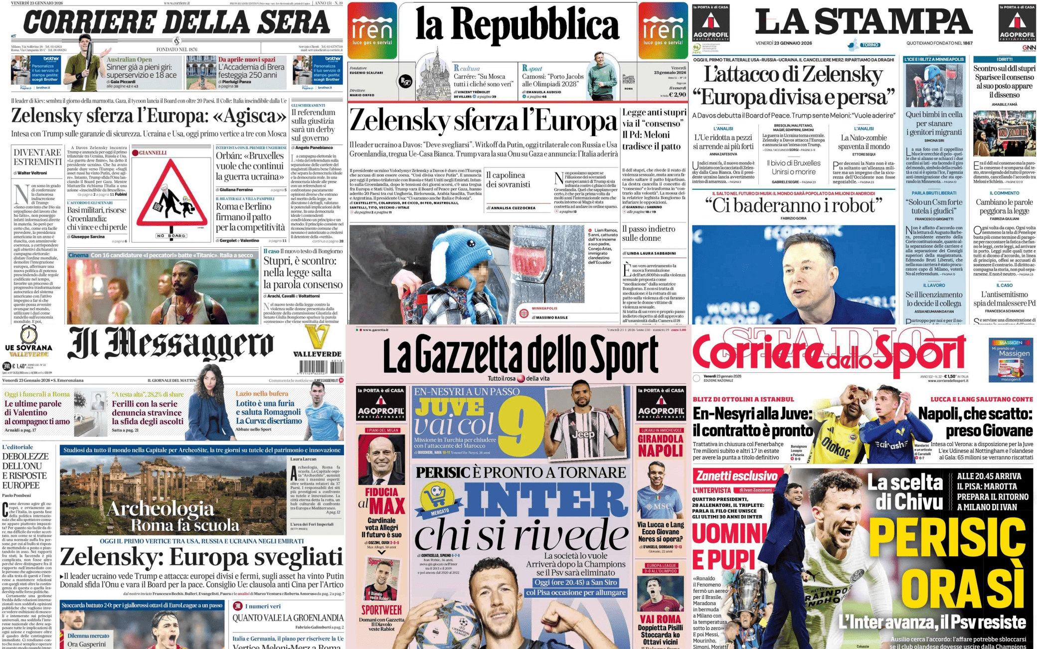 Le prime pagine dei quotidiani di oggi 23 gennaio: la rassegna stampa ...