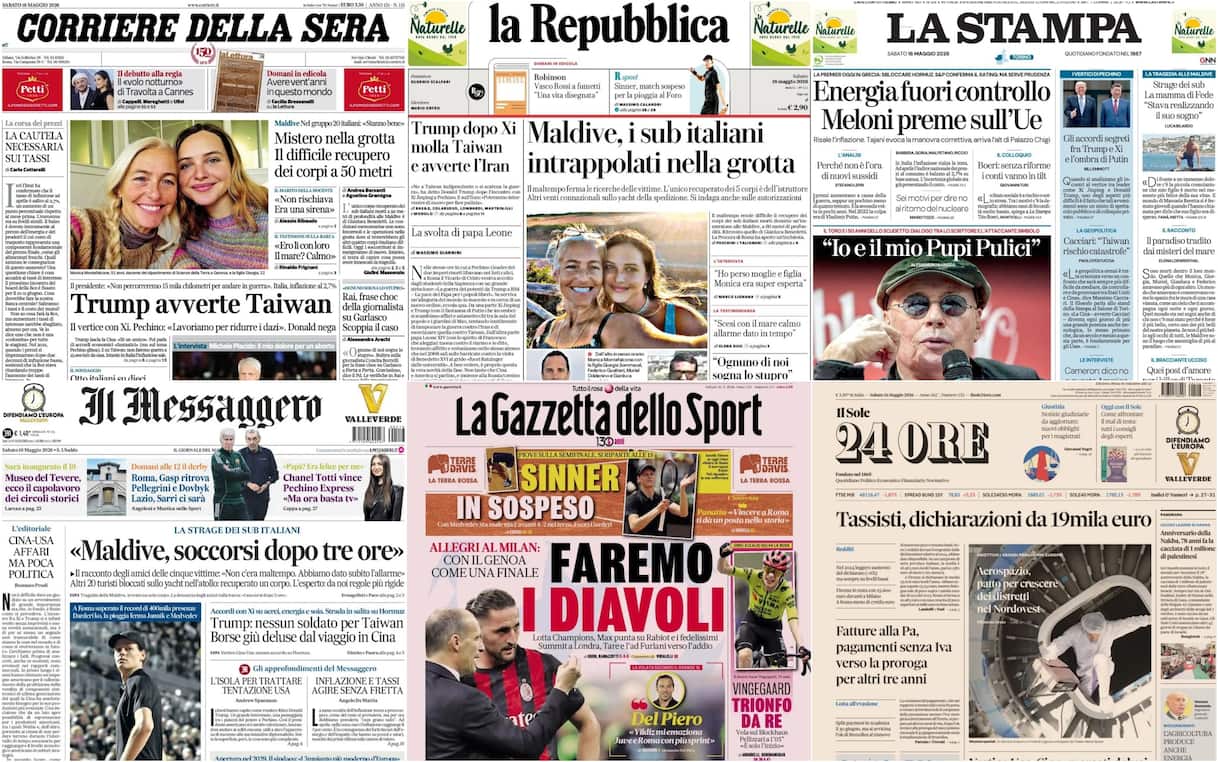 Le prime pagine dei quotidiani di oggi 16 maggio: la rassegna stampa di ...
