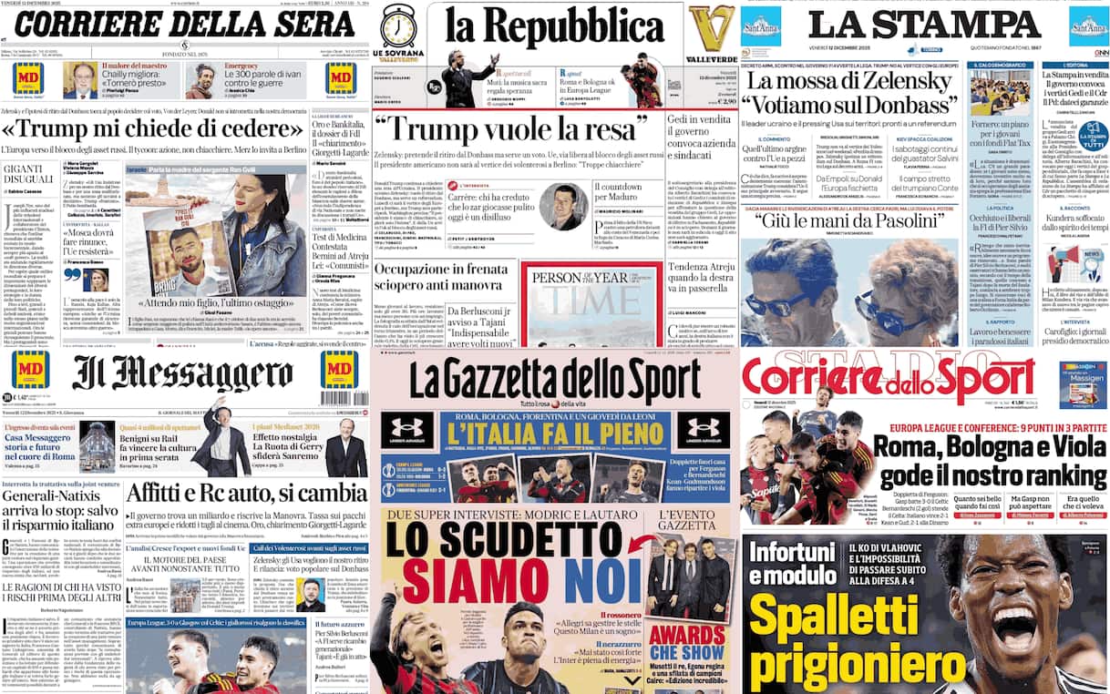 Le prime pagine dei quotidiani di oggi 12 dicembre: la rassegna stampa ...