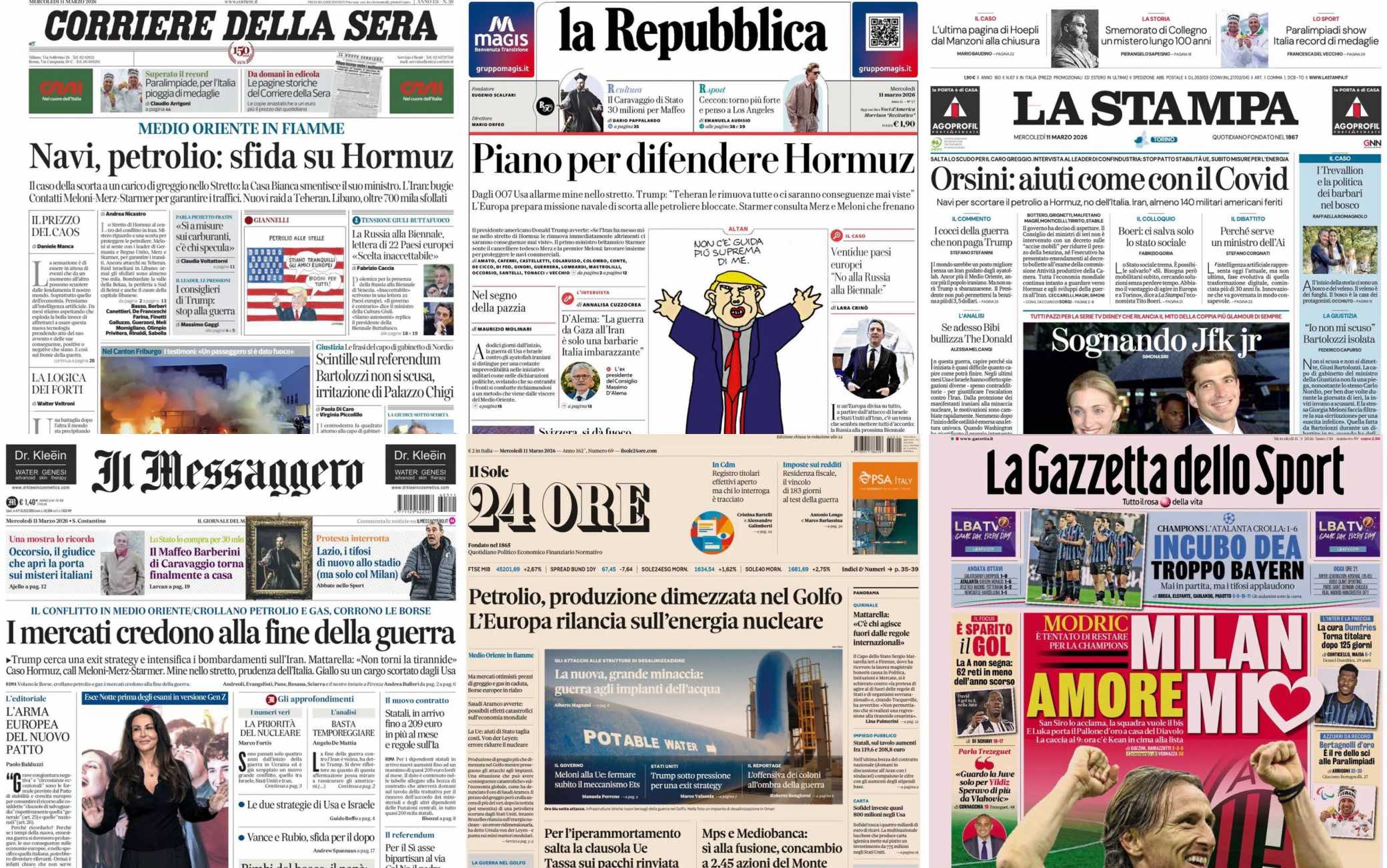 Le prime pagine dei quotidiani di oggi 11 marzo: la rassegna stampa ...