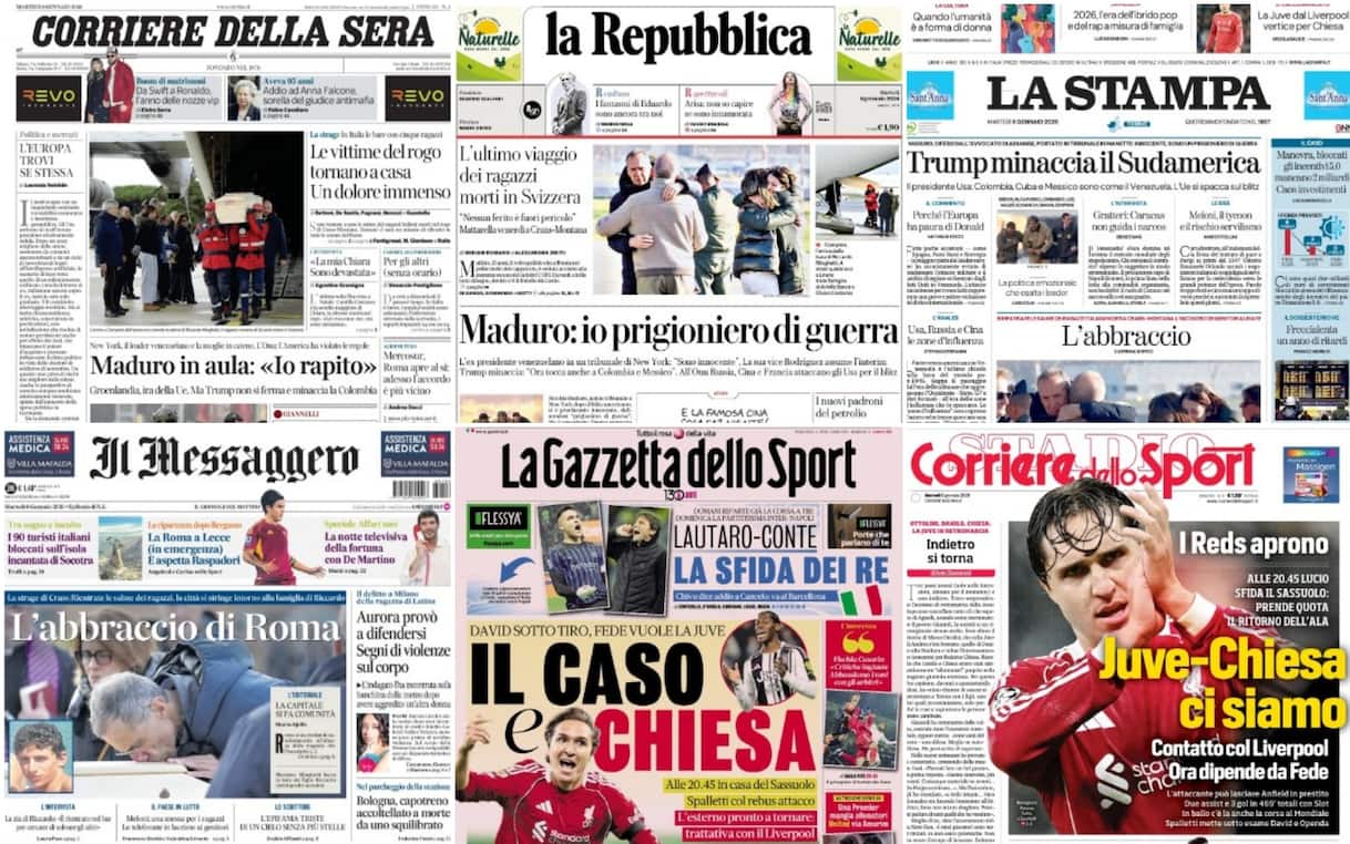 Le prime pagine dei quotidiani di oggi 6 gennaio: la rassegna stampa ...
