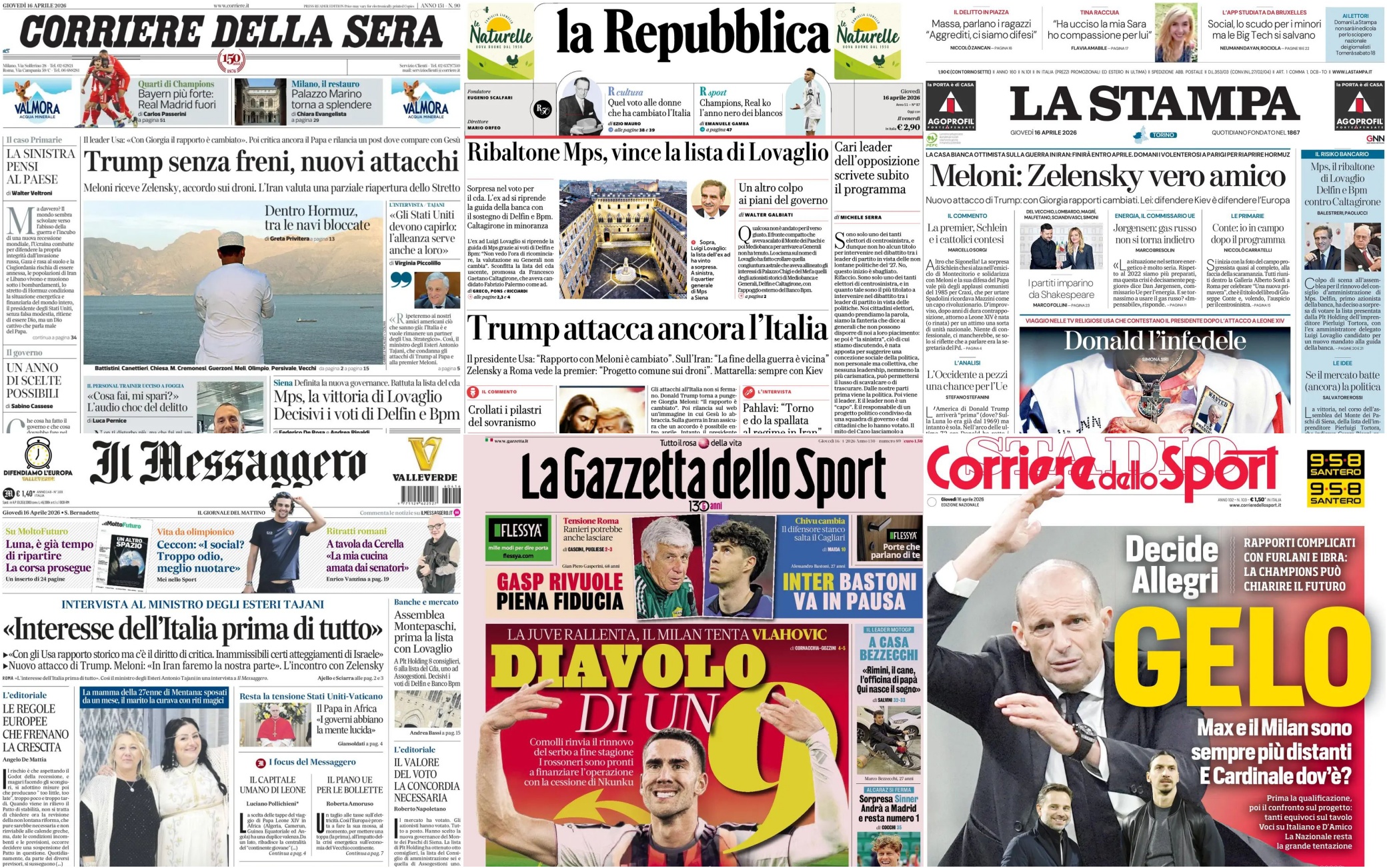 Le prime pagine dei quotidiani di oggi 16 aprile: la rassegna stampa ...