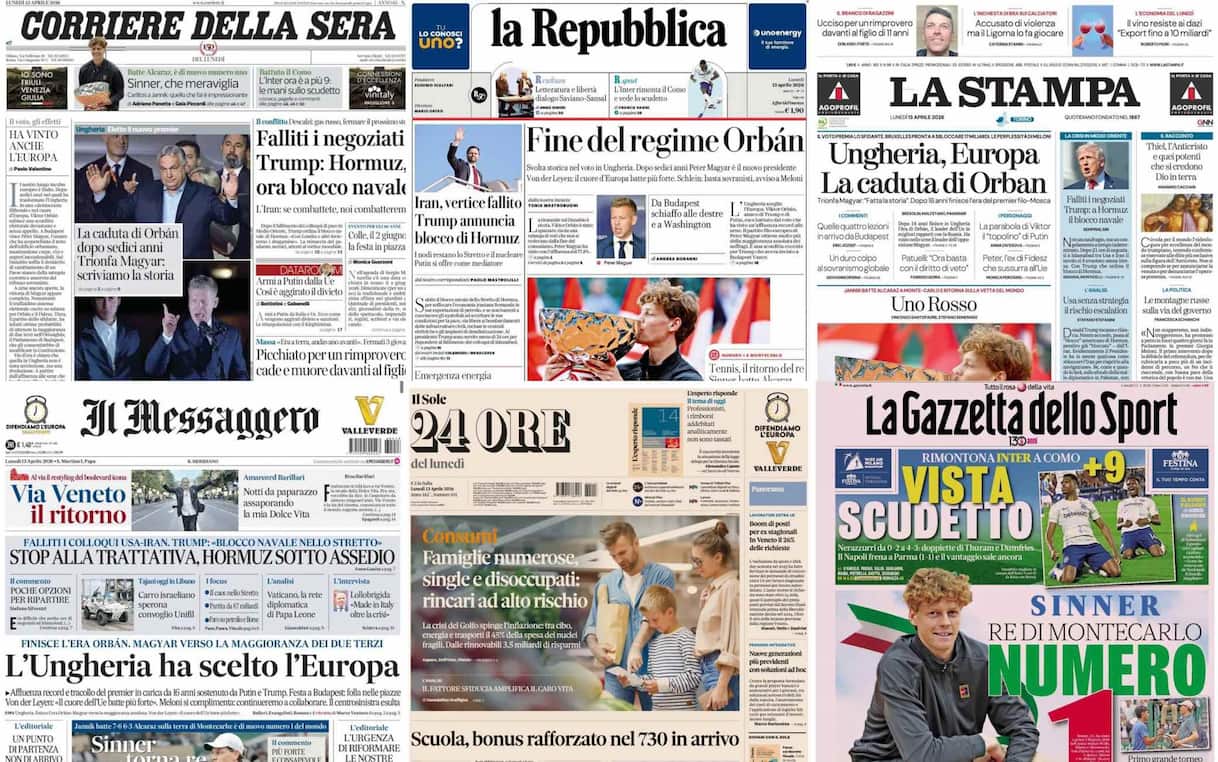 Le prime pagine dei quotidiani di oggi 13 aprile: la rassegna stampa ...