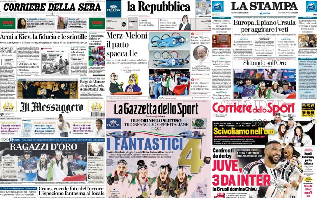 Le prime pagine dei quotidiani di oggi 12 febbraio: la rassegna stampa ...