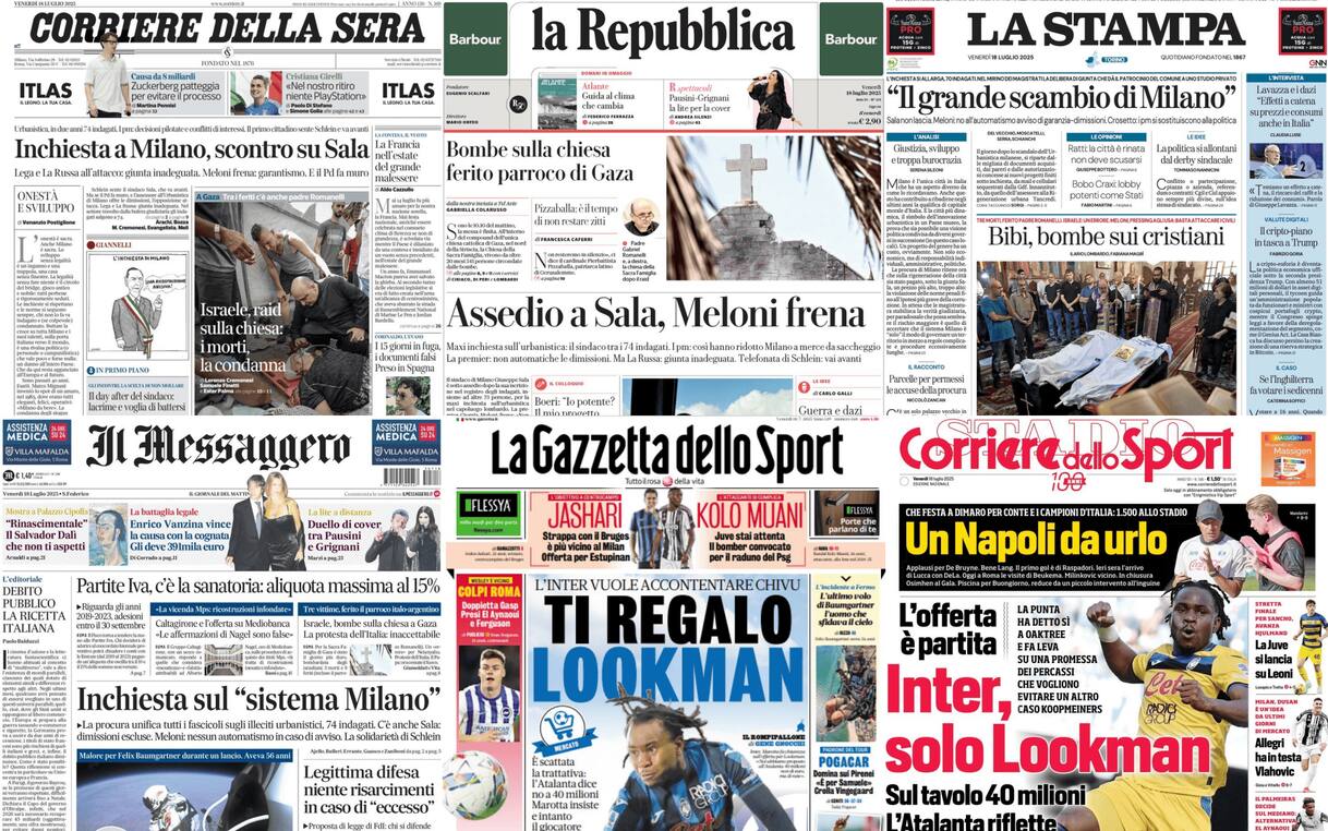 Le prime pagine dei quotidiani di oggi 18 luglio: la rassegna stampa ...