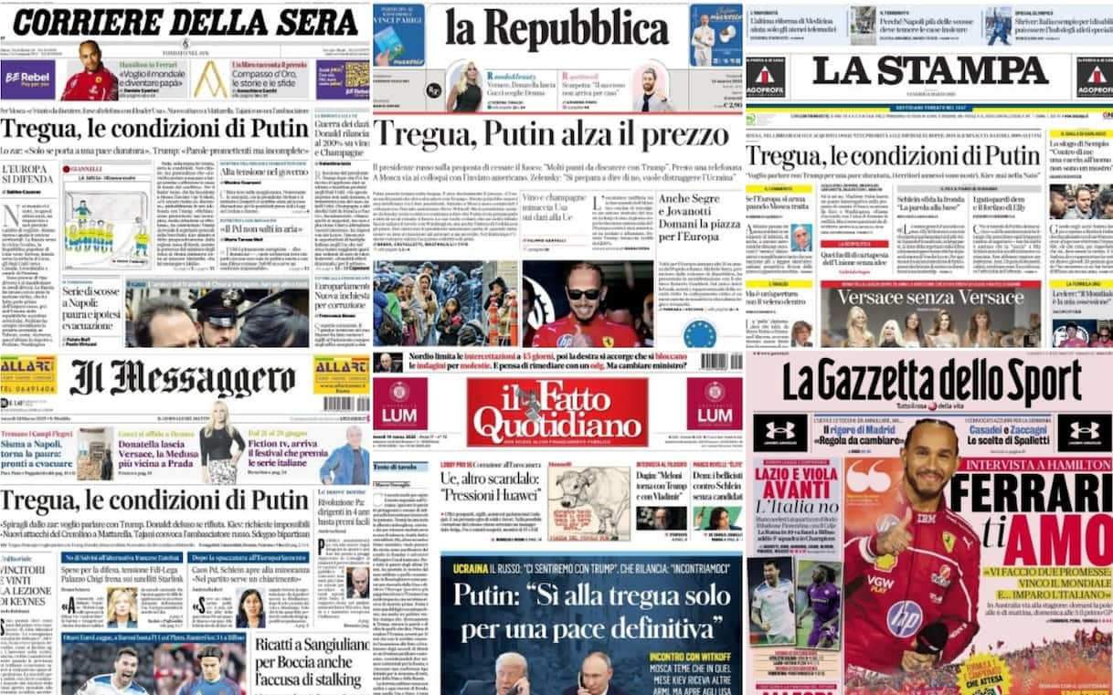 Le prime pagine dei quotidiani di oggi 14 marzo: la rassegna stampa ...