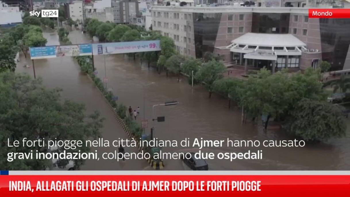 India, allagati gli ospedali di Ajmer dopo le forti piogge | Video Sky TG24
