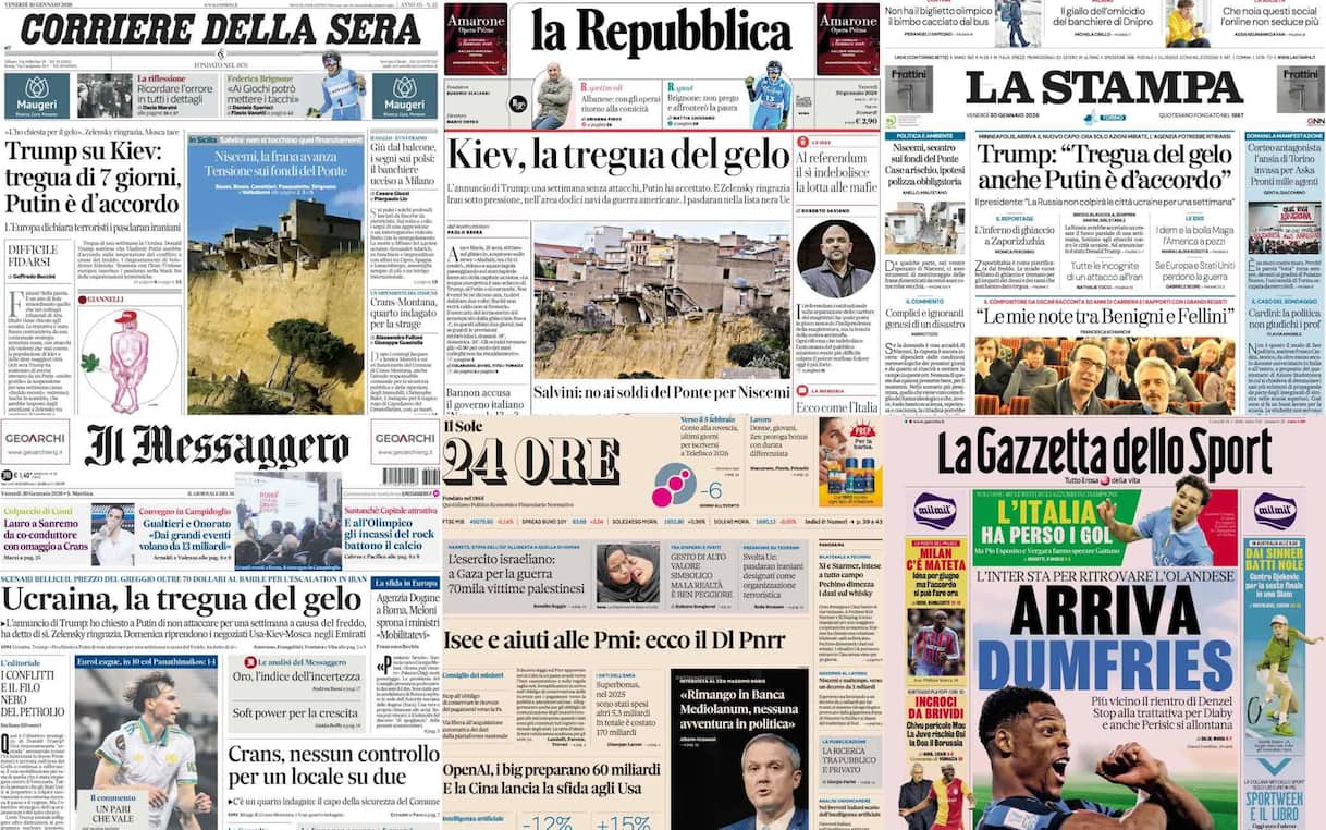 Le prime pagine dei quotidiani di oggi 30 gennaio: la rassegna stampa ...