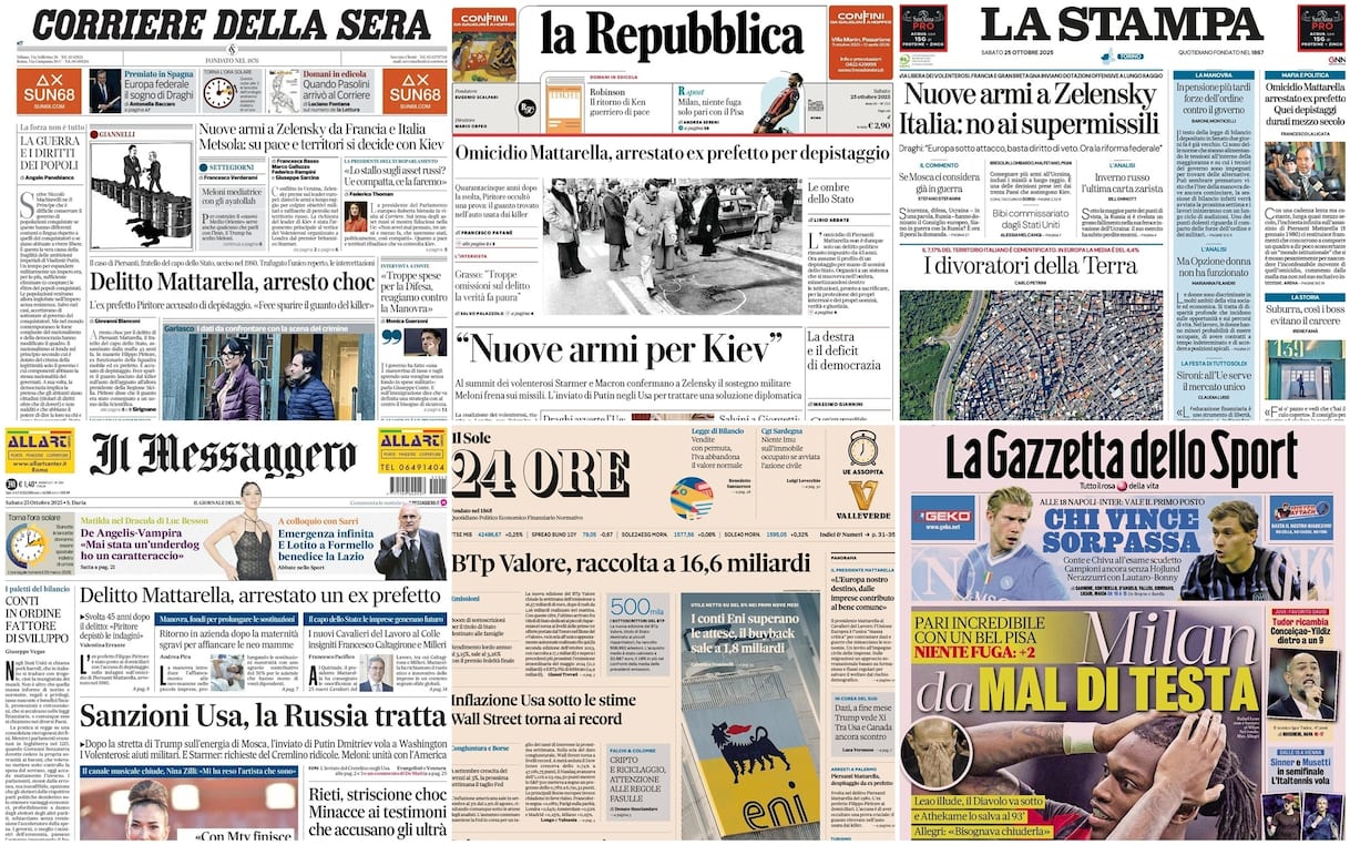 Le prime pagine dei quotidiani di oggi 25 ottobre: la rassegna stampa ...