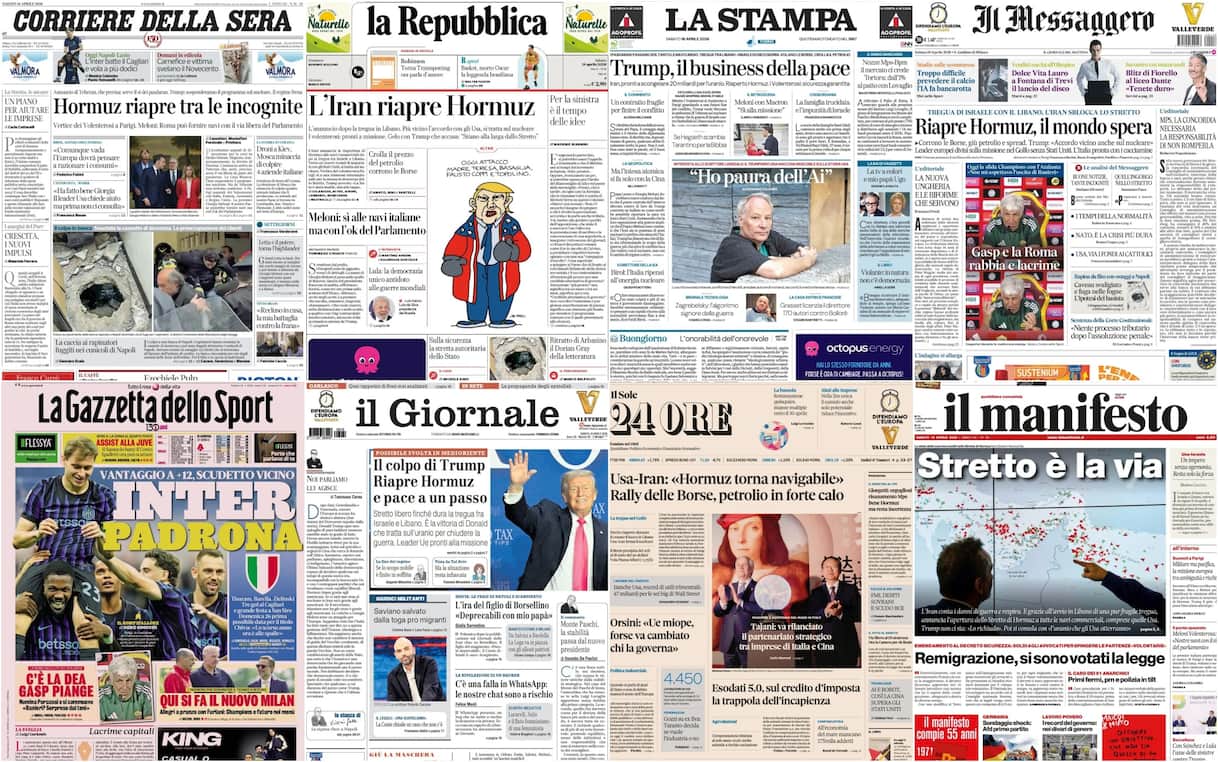 Le prime pagine dei quotidiani di oggi 18 aprile: la rassegna stampa di ...