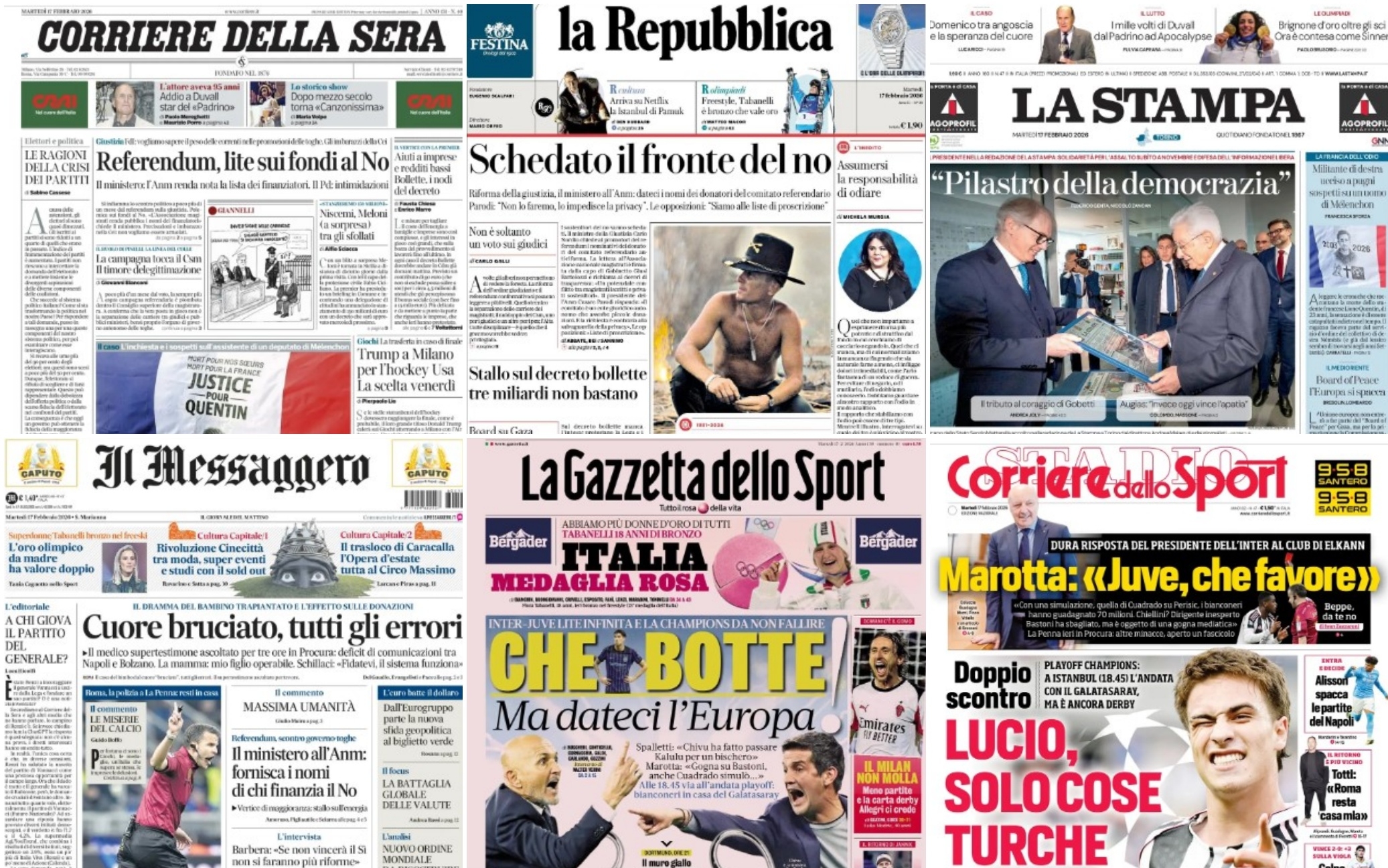 Le prime pagine dei quotidiani di oggi 17 febbraio: la rassegna stampa ...