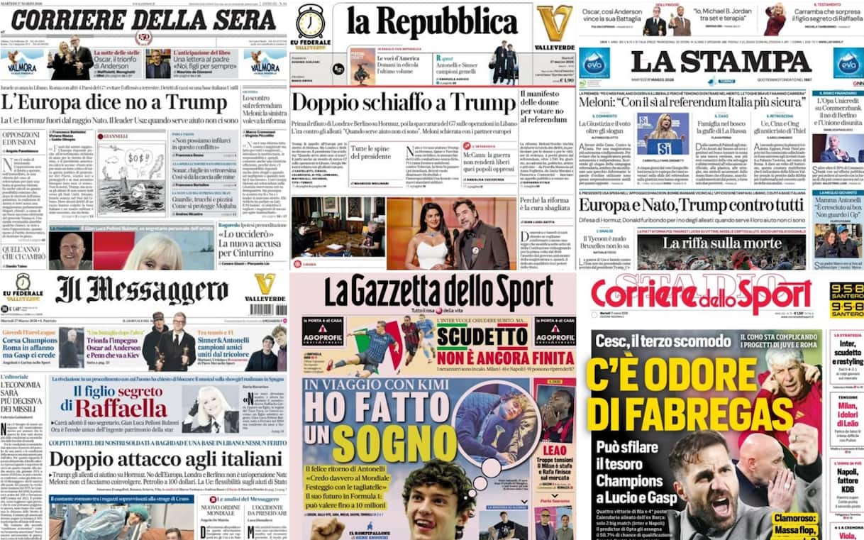 Le prime pagine dei quotidiani di oggi 17 marzo: la rassegna stampa ...