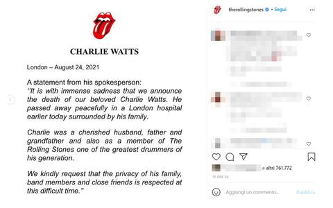Morto Charlie Watts dei Rolling Stones, da Bono Vox a Ligabue: il ...