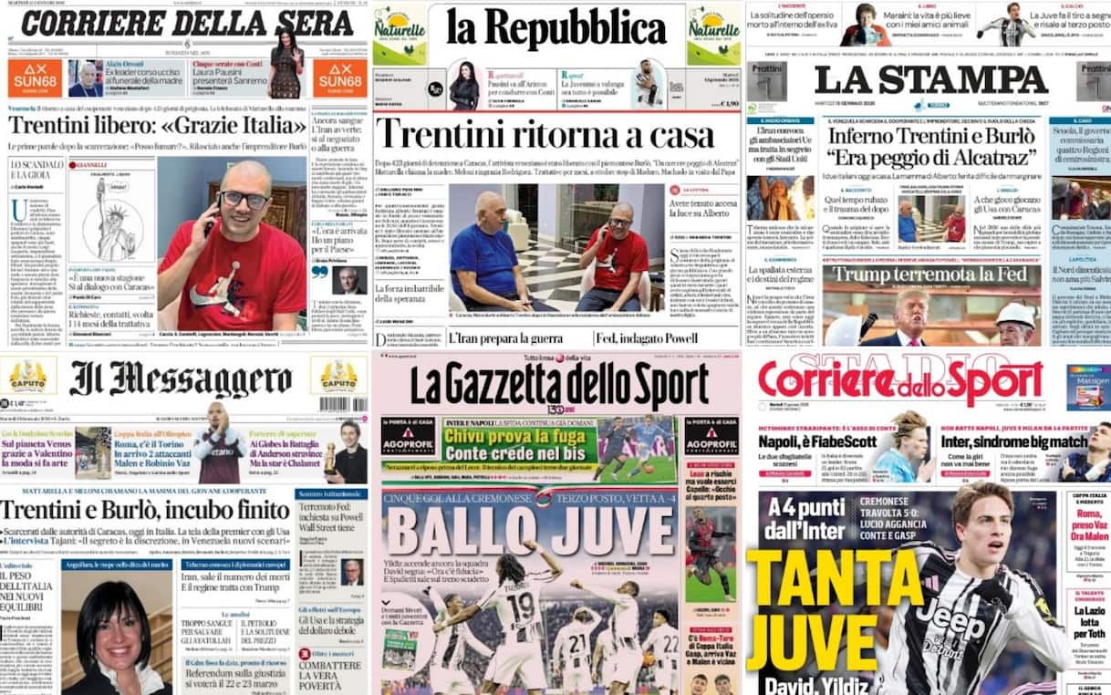 Le prime pagine dei quotidiani di oggi 13 gennaio: la rassegna stampa ...