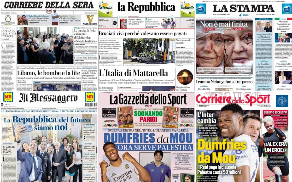 Le prime pagine dei quotidiani di oggi 3 giugno: la rassegna stampa ...