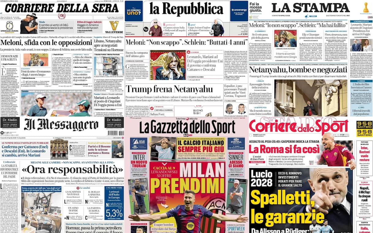 Le prime pagine dei quotidiani di oggi 10 aprile: la rassegna stampa ...