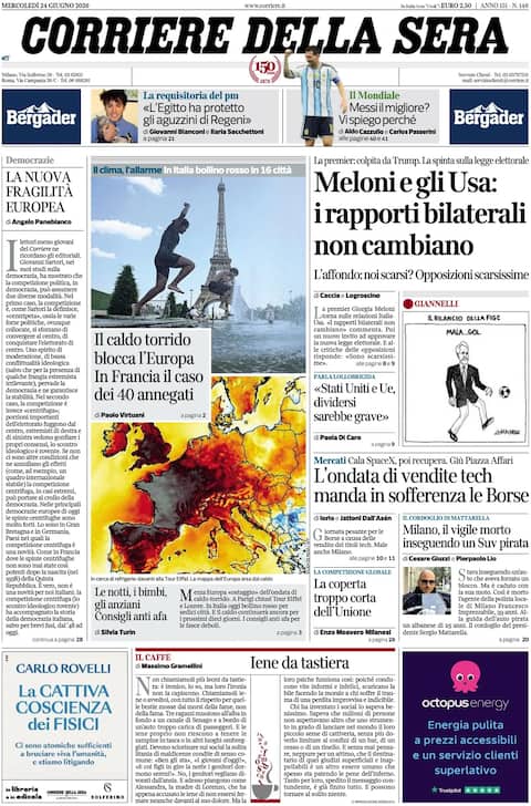 Le prime pagine dei quotidiani di oggi 24 giugno: la rassegna stampa ...