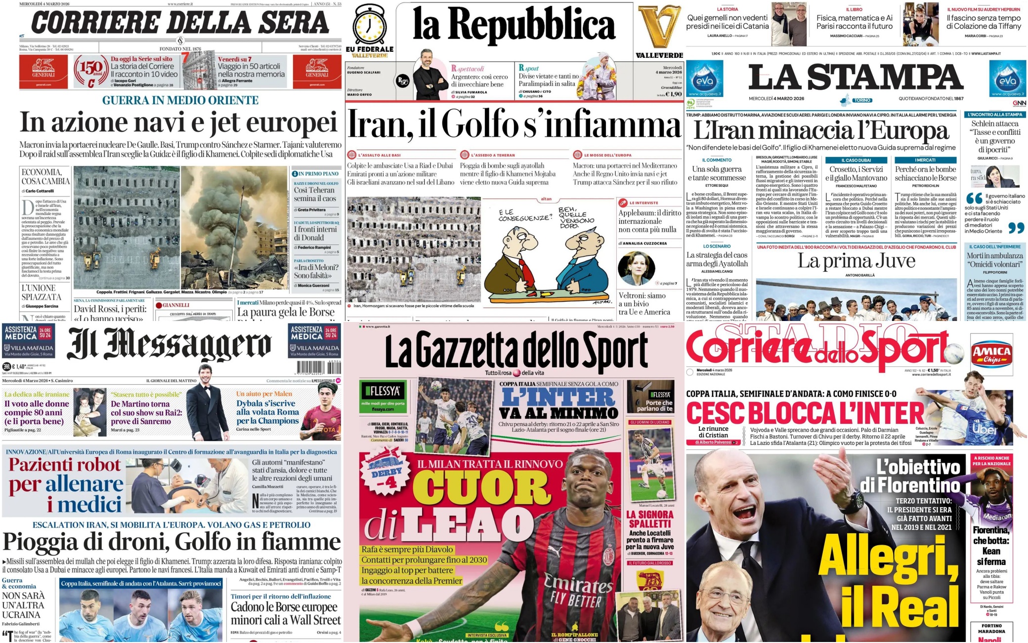 Le prime pagine dei quotidiani di oggi 4 marzo: la rassegna stampa ...