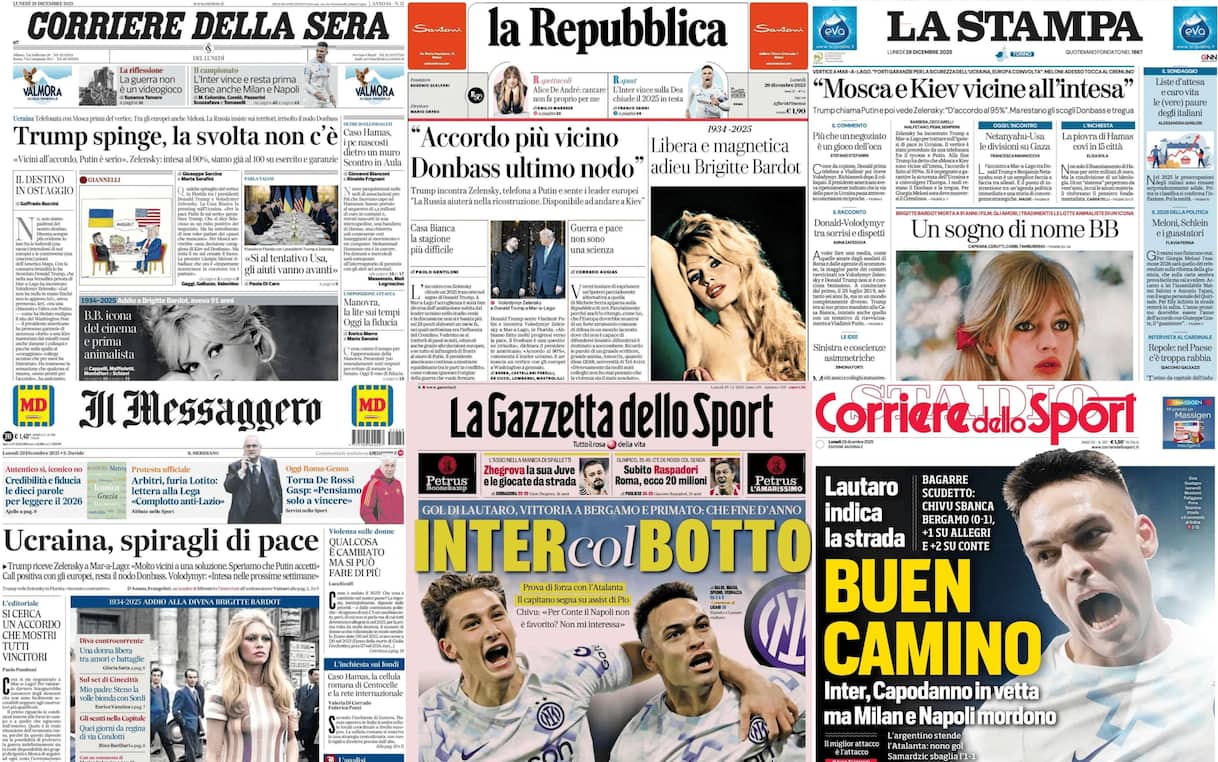 Le prime pagine dei quotidiani di oggi 29 dicembre: la rassegna stampa ...