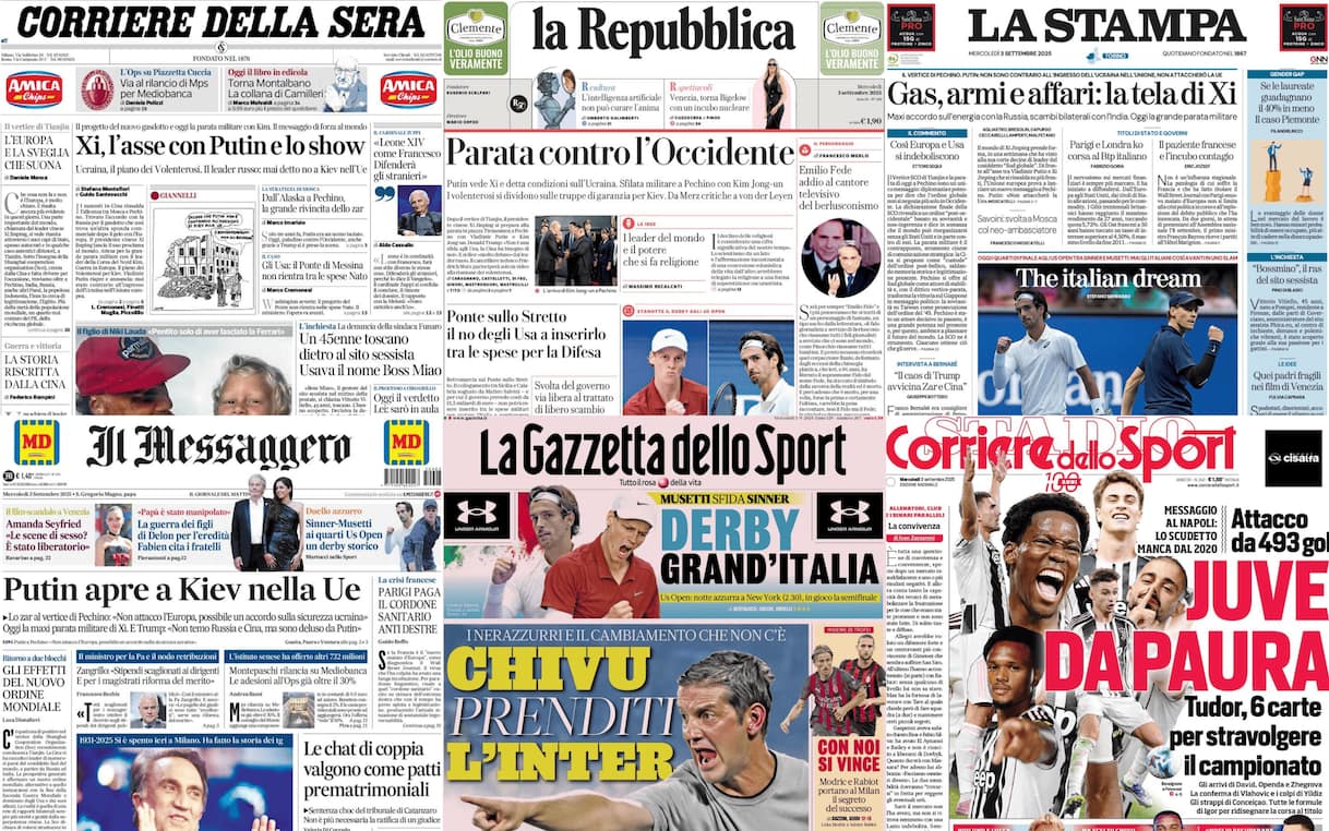 Le prime pagine dei quotidiani di oggi 3 settembre: la rassegna stampa ...