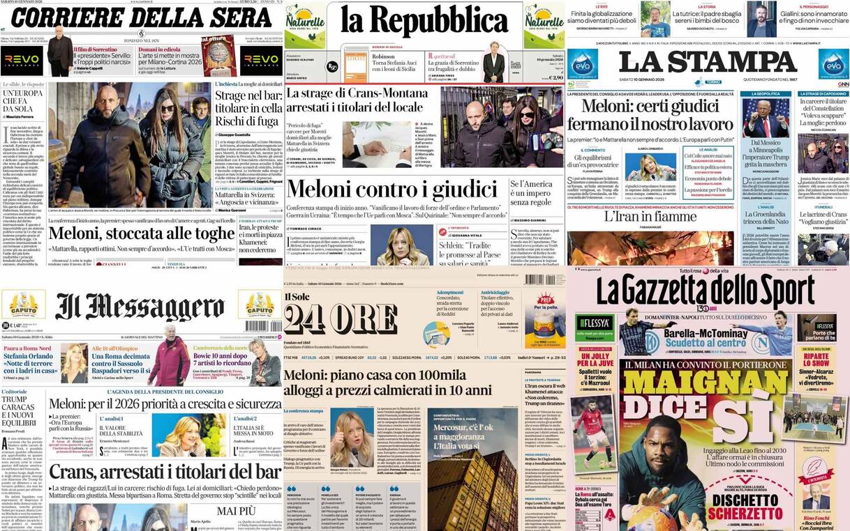 Le prime pagine dei quotidiani di oggi 10 gennaio: la rassegna stampa ...