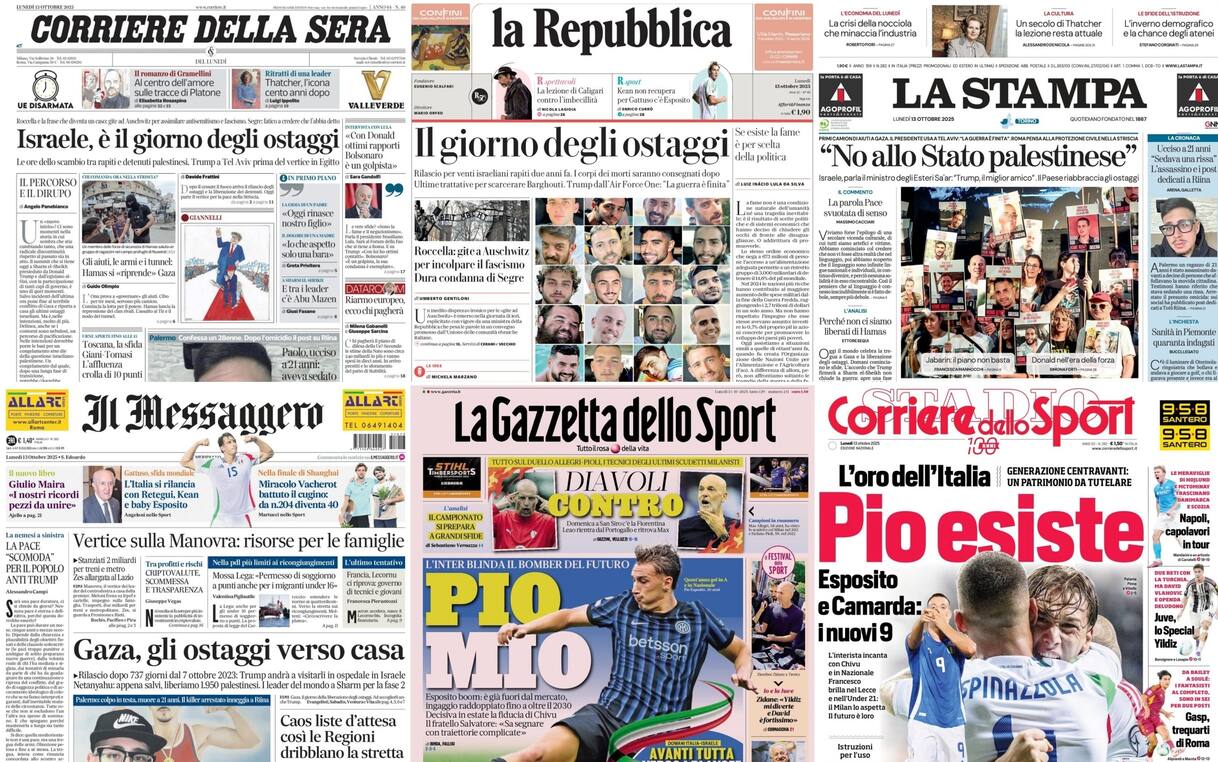 Le prime pagine dei quotidiani di oggi 13 ottobre: la rassegna stampa ...