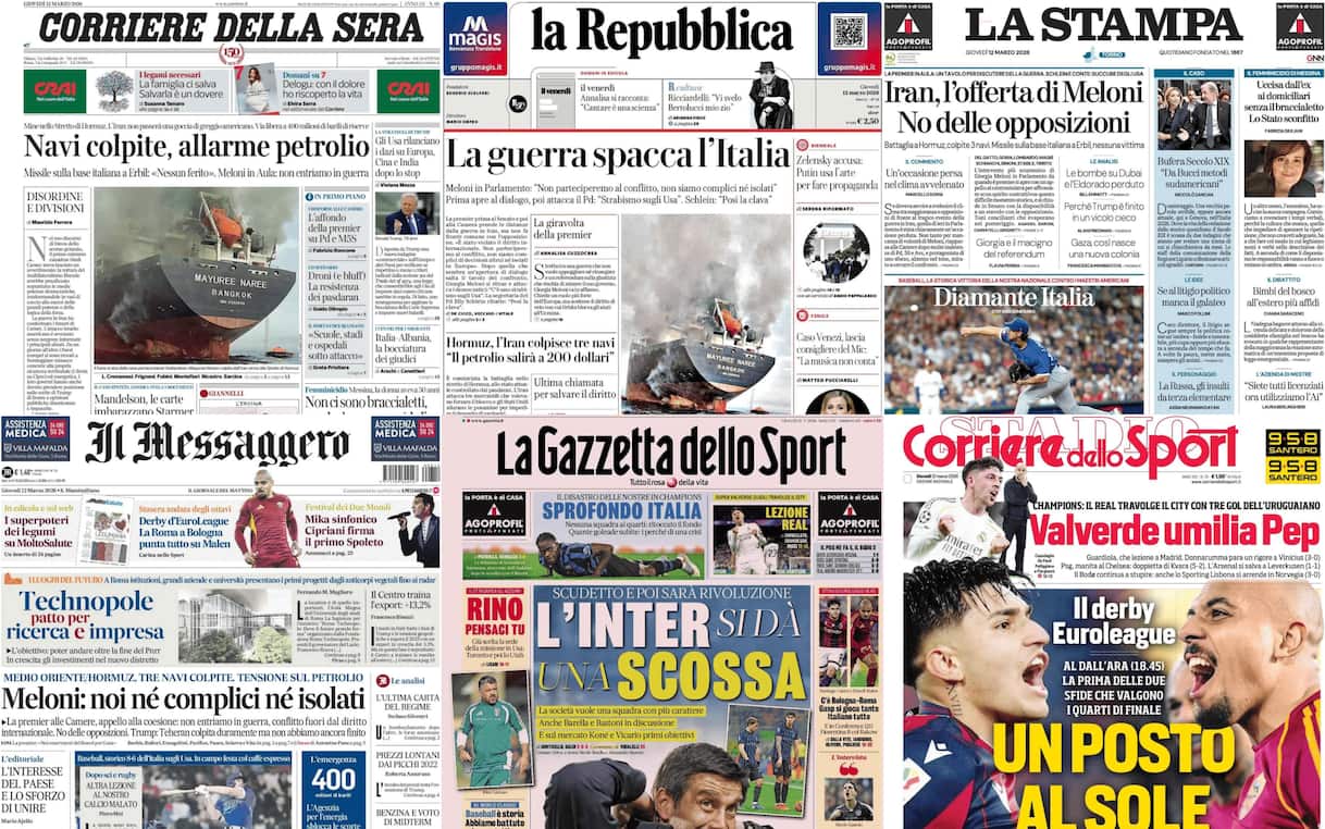 Le prime pagine dei quotidiani di oggi 12 marzo: la rassegna stampa ...