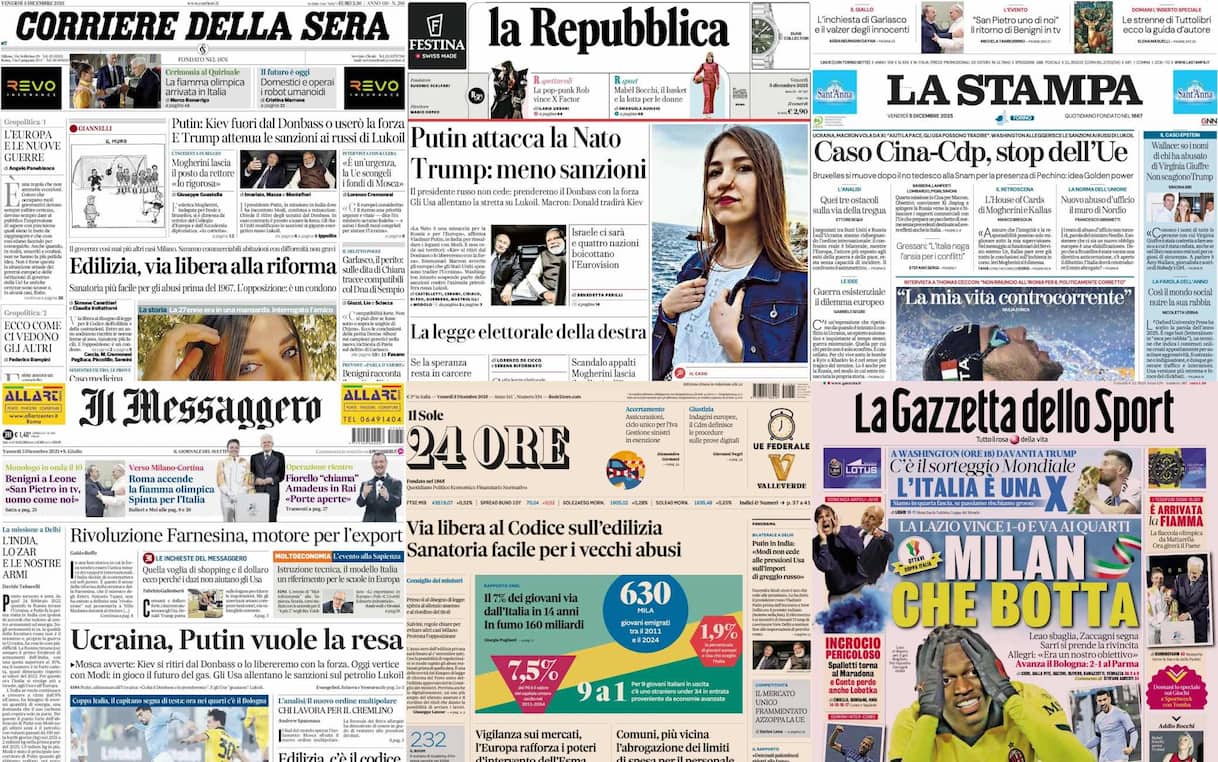 Le prime pagine dei quotidiani di oggi 5 dicembre: la rassegna stampa ...